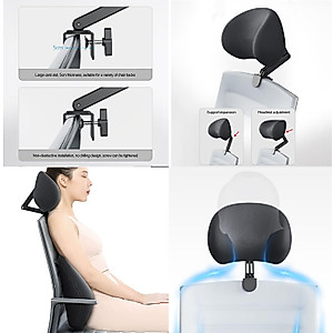 Office Chair Headrest Attachment Universal, Head Support Cushion for Any Desk Chair, Elastic Sponge Head Pillow for Ergonomic Executive Chair, Adjustable Height & Angle Upholstered, Chair Not Include