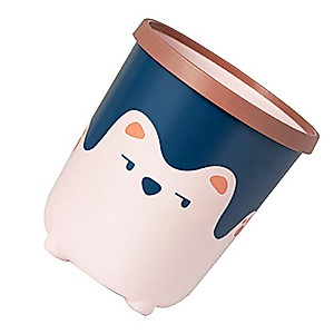 Hemoton Trash Can Plastic Garbage Can Cute Round Wastebasket Trash Bin Waste Container for Home Kitchen Bathroom Office Pink Blue