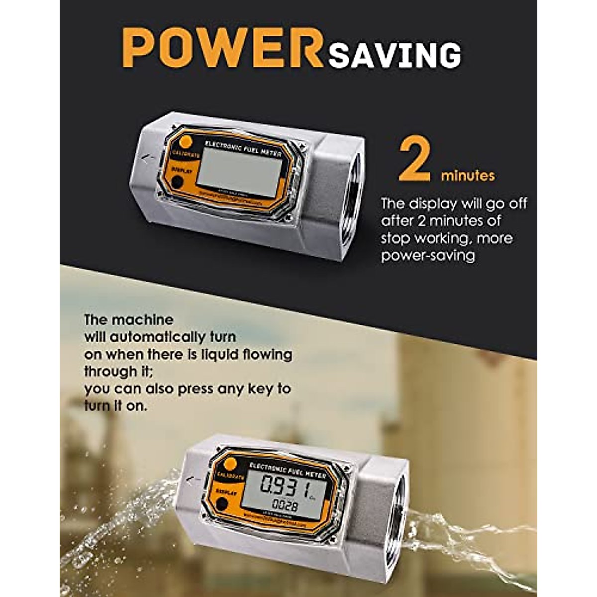 Bonvoisin Turbine Flow Meter 1" FNPT Inlet/Outlet Fuel Flowmeter ±1% Accuracy LCD Display Flow Meter for Diesel Kerosene Gasoline 2-26.4 GPM /9-100 LPM(Batteries are not Included)