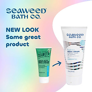 Seaweed Bath Co. Hydrate Body Cream, Unscented, 6 Ounce, Nourishing Hand & Body Lotion Moisturizer for Dry Skin, with Sustainably Harvested Seaweed, Kukui Oil, Hyaluronic Acid, Shea Butter