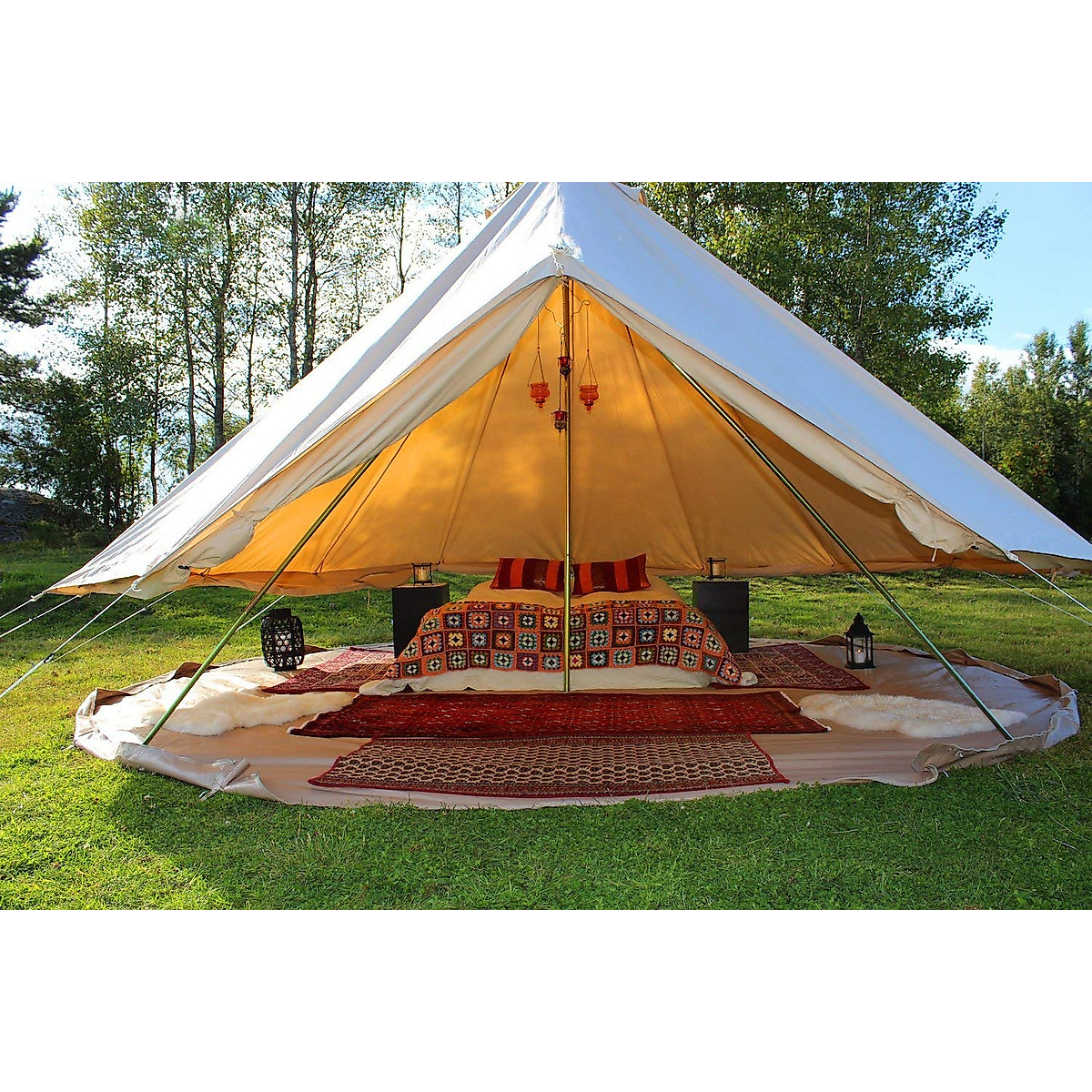 Comfortable Outdoor Cotton Canvas Big Family Camping Bell Tent (Diameter 6M)