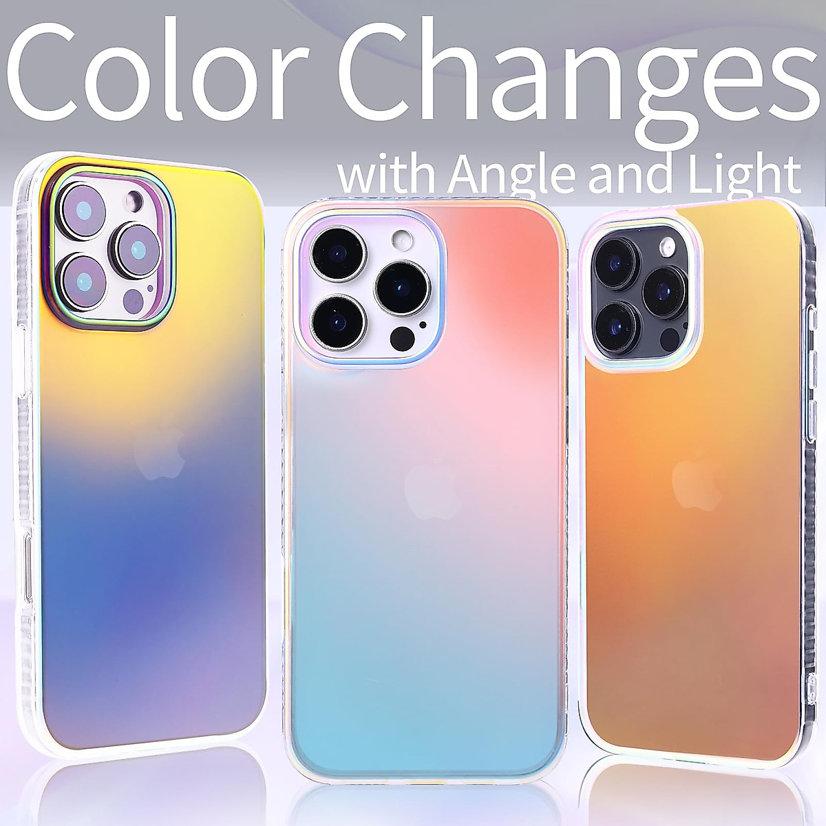 Dosanlues Iridescent Holographic Phone case for iPhone 13 Pro Max, [10FT Drop Protection] Translucent Matte Hard PC Back with Soft Silicone Edge Slim Protective for iPhone 13 Pro Max Case 6.7"