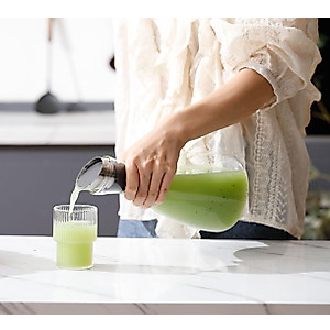 50 Ounces Borosilicate Glass Carafe with Lid, Drip-free Glass Pitcher for Hot/Cold Water, Ice Tea and Lemonade Beverage