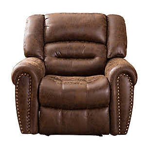 ANJ Electric Recliner Chair W/Breathable Bonded Leather, Classic Single Sofa Home Theater Recliner Seating W/USB Port (Nut Brown)