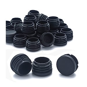 Plastic Plugs Furnigear Tubing End Caps Chair End Caps 1” Outside Bottom Round Tubing Caps Round Furniture Sliders Glides Black (40pack)