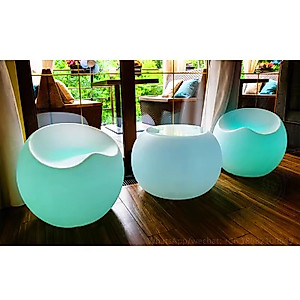 Mr.Go 22-Inch LED Glow Chair, 16 Colors Changing LED Chair, Waterproof Round LED Seat Dimmable LED Mood Lighting for Home Patio Bar Party Pool Deck (22-inch, Round)