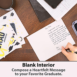 24 Pack Gold Foil 2024 Graduation Cards Bulk with Envelopes & Stickers - Variety of 6 Artist-Rendered Designs - Perfect for College & High School Graduation Gifts and Party Supplies.