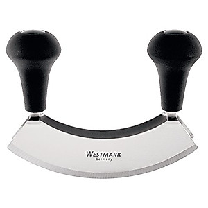 Westmark Germany Stainless Steel Double Blade Mezzaluna Mincing Knife, 7-inch (Black)