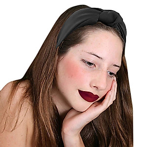 Etercycle Headband for Women, Knotted Wide Headband, Yoga Hair Band Fashion Elastic Hair Accessories for Women (Black)