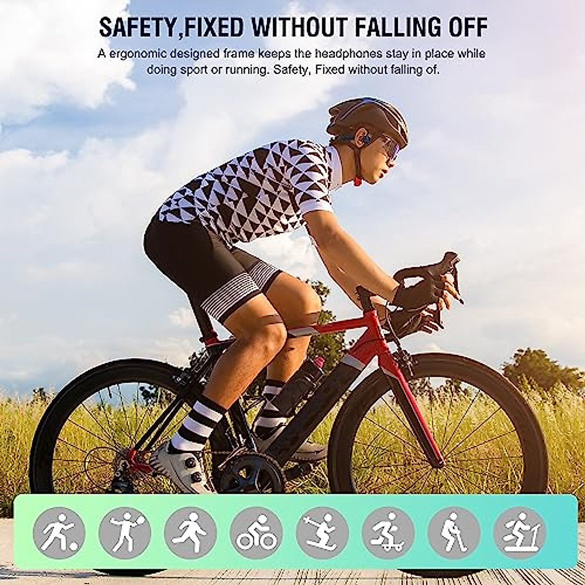 DOVIICO Open Ear Air Conduction Headphones Wireless Bluetooth 5.3 Out of Ear Headphones with Built-in Mic, Enhanced Bass, 10 Hours Play Time, Dual Stereo Drivers Music Sports Earphones(Blue)