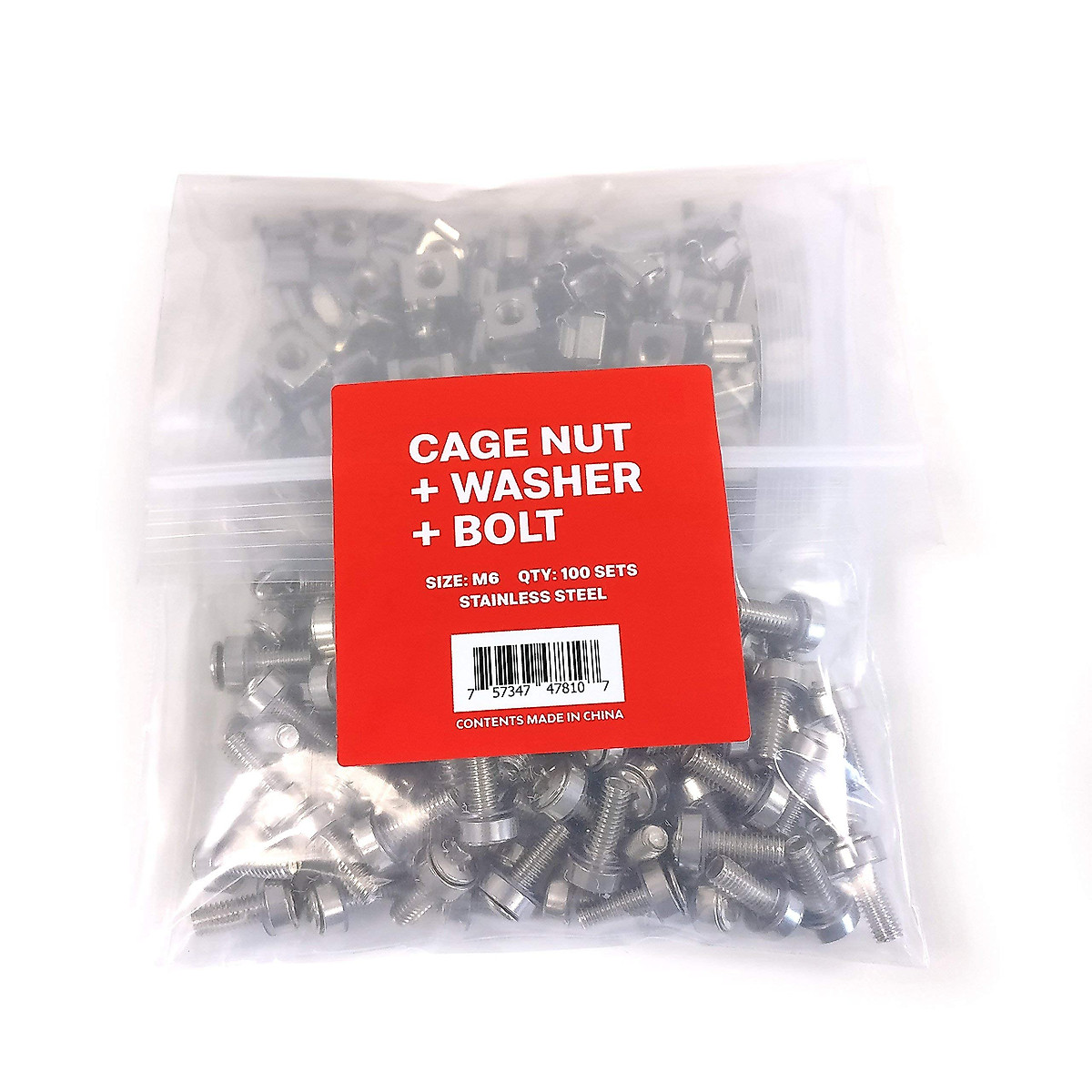 100 Pack of Nickel-plated Cage Nuts with Screws and washers. Works with Racks from Dell, HP, APC and Many Others
