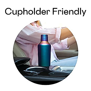 Corkcicle Insulated Canteen Travel Water Bottle, Triple Insulated Stainless Steel, Easy Grip Flat Sides and Screw-on Cap, Keeps Beverages Cold for 25 Hours or Warm for 12 Hours, 16 oz, Dragonfly