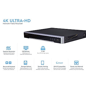 HIK-Tech US 16-Channel PoE 4K Network Video Recorder NVR, Embedded Plug & Play DS-7616NI-Q2/16P（2021 New Version）