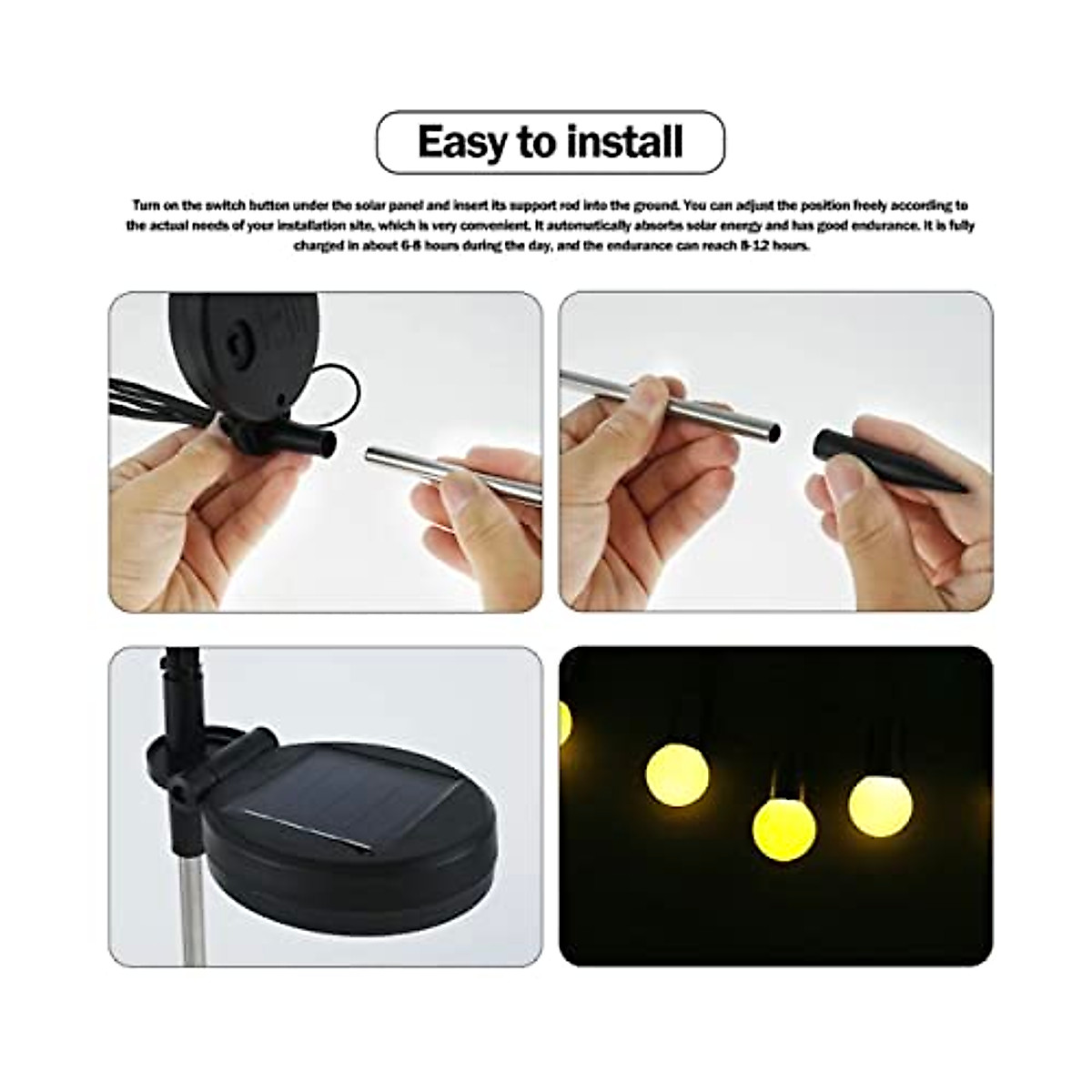 2PC 6LED Swaying Solar Powered Waterproof Lights, Garden Lights, Garden Decor, Lawn Decoration, Flower Lighting