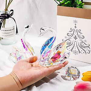 YWHL 10 Year Anniversary Swan Gifts for Her, 10th Wedding Anniversary for Couples, Crystal Swan Figurine Decoration with 10 Years of Love Diamond, Valentines Day Present Romantic Gifts Birthday Gift