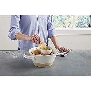 Mud Pie Stoneware Set, chips 5" x 10" dia | dip 2" x 4" dia, White