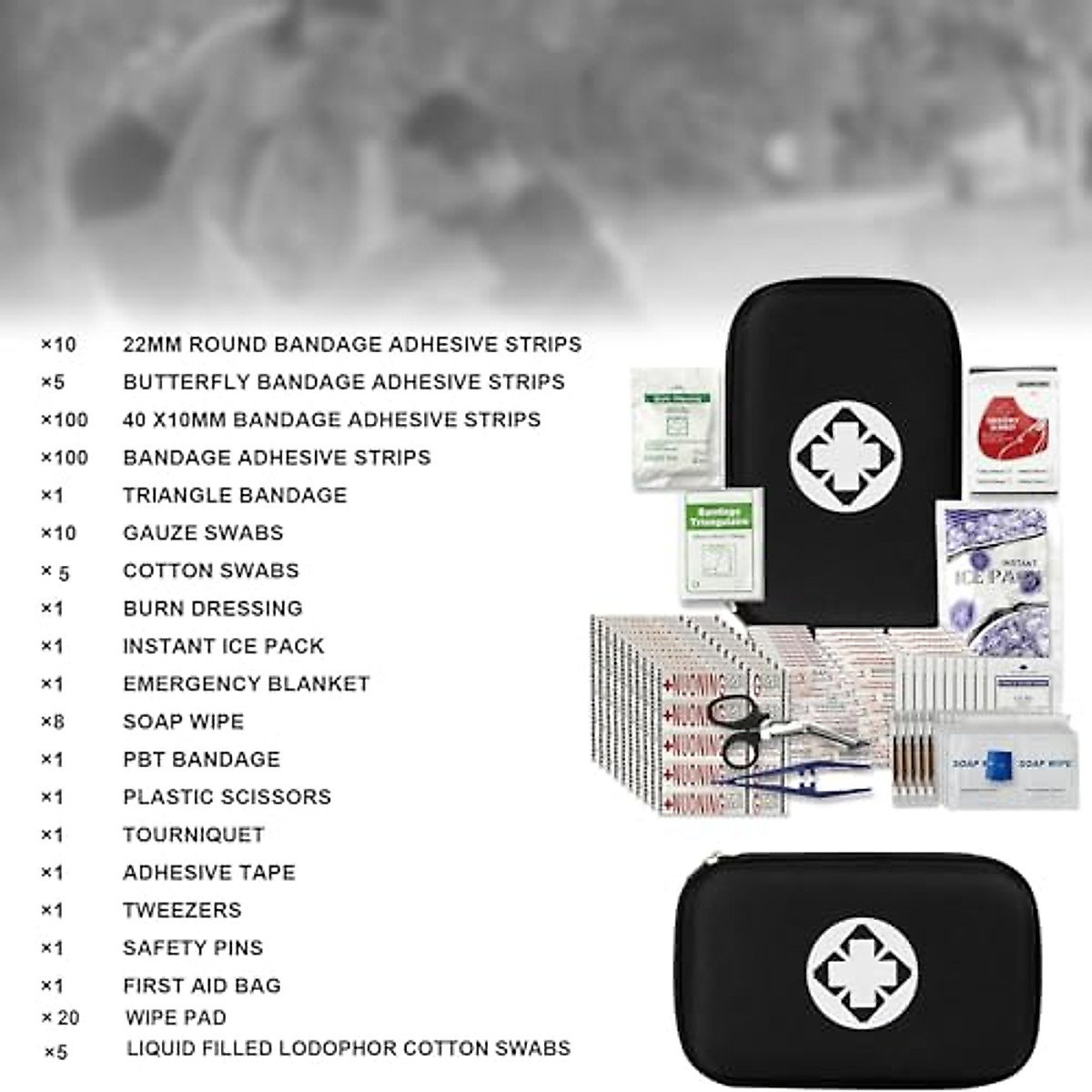 276Pcs First Aid Kit Car Emergency Kit Just in Case Travel First Aid Emergency Road Kit Home Family Outdoor Adventure, Black angel wish