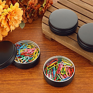 LDXDRU 50 Pack 2oz Metal Tin Cans, Tin Containers With Lids, Round Small Tins with Lids for Candles Salve Cosmetic Lip Balm Candies Food Storage, Black