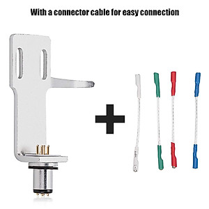 Mugast Phono Headshell Kit,6.4CM Aluminum Alloy Turntable Cartridge Phonograph Player Record Player Headshell,Include 4 Pcs Cables and 2 Pcs Screws (Silver)