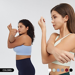 AMRIY Racerback Sports Bras for Women Medium Support Padded Seamless Women's Sports Wireless Bra Black White,XXL