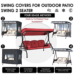 TBNO Outdoor Swing Cover,Patio Swing Chair Cover,Garden Hammock Glider Chair Cover,Can be Used Without Disassembly,Black (68”x45”x61”)