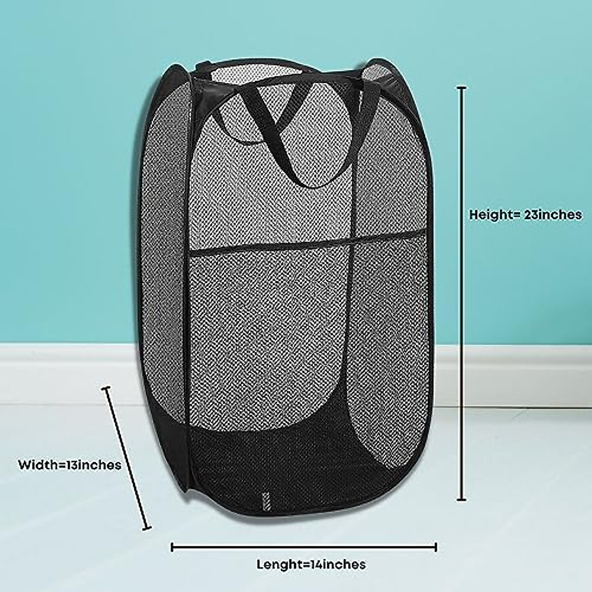Simplized Popup Laundry Hamper - (1 & 2 Pack) Foldable Pop-up Mesh Hamper Dirty Clothes Basket with Carry Handles