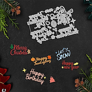 INFUNLY Word Die Cuts for Card Making St. Patricks Day Metal Cutting Dies Happy Easter Word Cut Die Holiday English Words Die Cuts for DIY Scrapbooking Photo Album Paper Decorative Happy Birthday