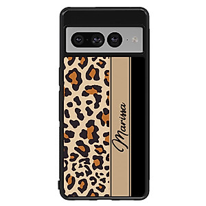 Leopard Skin Brown Black Personalized Black Rubber Phone Case Compatible With Google Pixel 8 Pro, 8a, 8, 7a, 7, Pixel 7 Pro, 6a, Pixel 6 Pro, 6, 5, 4a 5G, 4a 4G, 4, 4 XL, 3a, 3a XL, 3, 3 XL, 2 XL