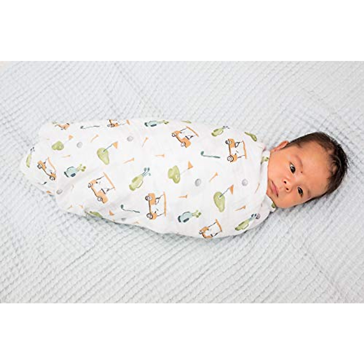 Lulujo Baby Cotton Muslin Swaddle Blanket, 47 x 47-Inch, Golf