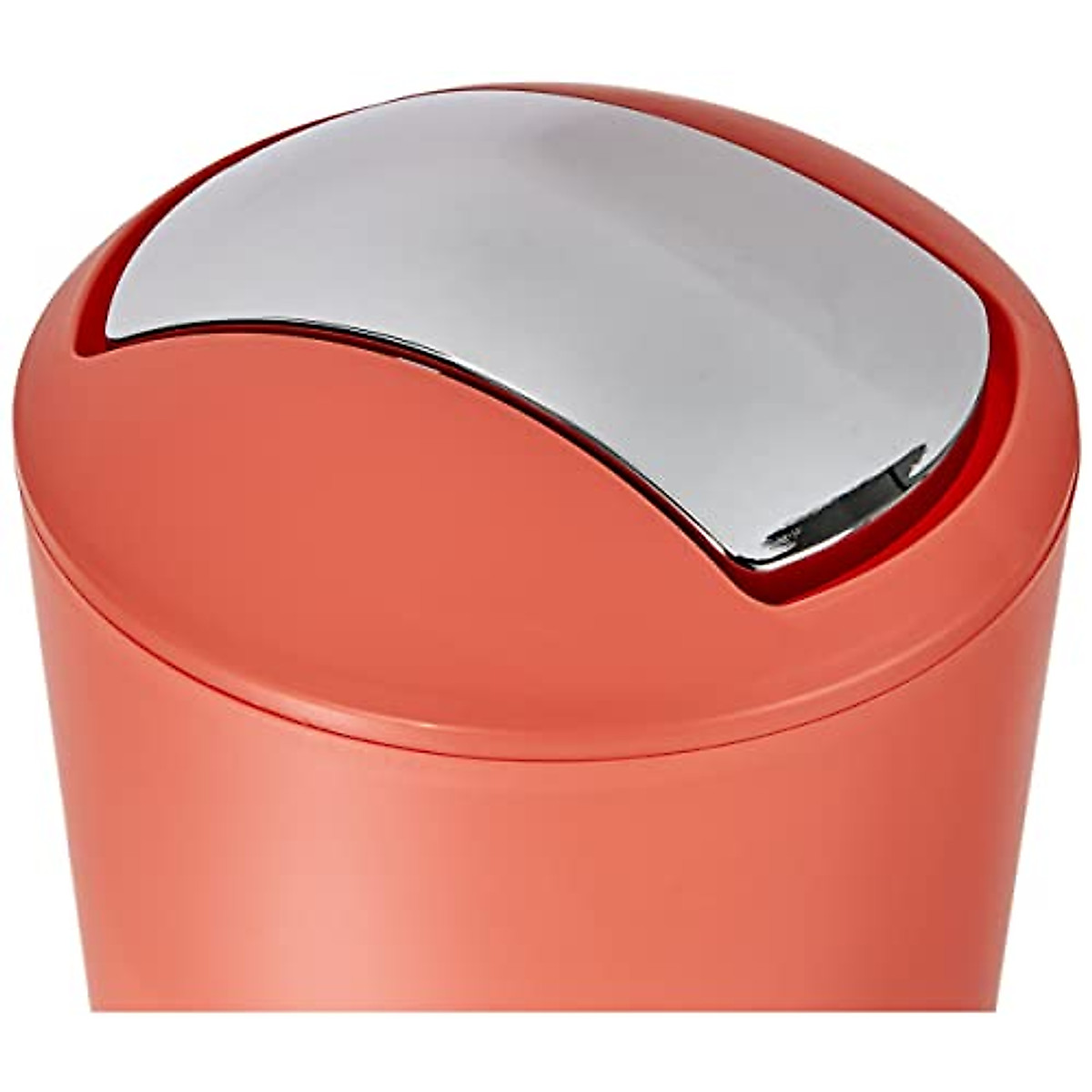 WENKO, Garbage Bin with Swing Lid, Bathroom Trash Can, Waste Basket for Small Spaces, Bedroom, Office, Guest Toilet,1.7 gal, Coral, 7.68 x 7.68 x 12.2 in, 6,5 L