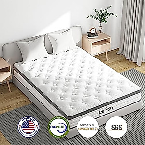 UniPon 12 Inch Hybrid Mattress Queen, Spring Mattress with Gel Memory Foam, Medium Firm Mattress, Supportive Individually Pocket Spring Mattress, Bed in a Box, Pressure Relief