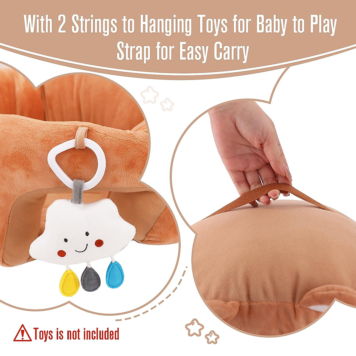 vocheer Baby Sofa Support Sitting Chair,Cute Cartoon Animal Baby Chair, Learning to Sit Cushion Seats,Brown Bear