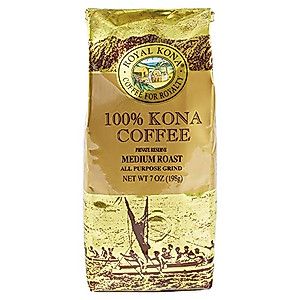 Royal Kona 100% Hawaiian Kona Coffee, Private Reserve Medium Roast, Ground - 7 Ounce Bag