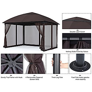 MASTERCANOPY Soft Top Outdoor Garden Gazebo for Patios with Netting Walls (10x10, Brown)
