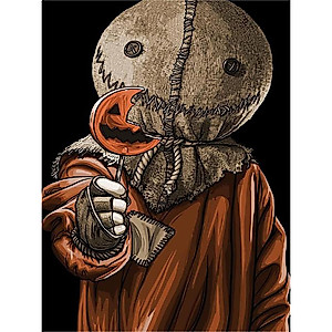 RICUVED Diamond Art, Halloween Diamond Art Kits for Adults Full Round Drill, DIY 5D Horror Movie Diamond Dots Painting Arts and Crafts Gift Home Wall Decor 12x16Inch