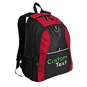 Personalized Contrast Honeycomb Backpacks, Red - Your Name - Customized Embroidery Backpack for School, Business