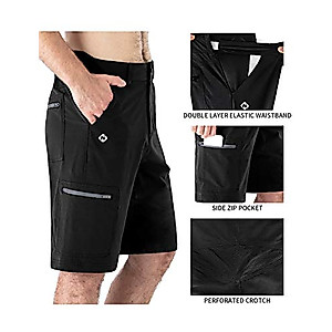 NAVISKIN Men’s 10.5" UPF 50+ Sun Protection Cargo Shorts Quick Drying Outdoor Recreation Shorts Fishing Hiking Multi Pockets Black M