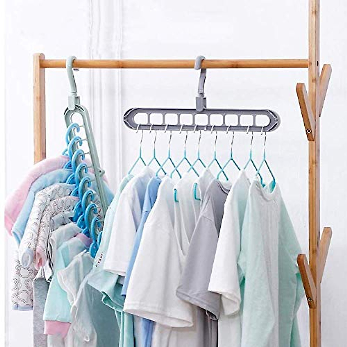 Linseray Magic Clothes Hangers, 10 Pack Wardrobe Hangers Multi Functional Closet Hangers Rotate Anti-Skid Folding Hanger for Dormitory, Bedroom, Bathroom