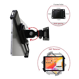 WeSTRUGGLE Tablet Wall Mount Holder with Lock and Key, Rotate Design Arbitrary Adjustment,Multi Angle,Bracket for Most 8 to 10.4 Inch,and for iPad Air &10.2,10.9,Pro 11 Galaxy tab,and More (Black)