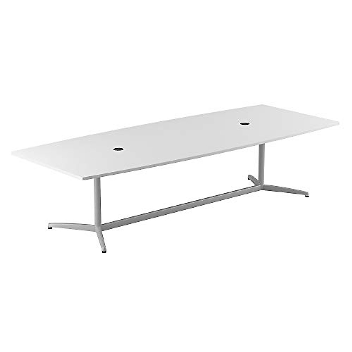 Bush Business Furniture 120W x 48D Boat Shaped Conference Table with Metal Base in White