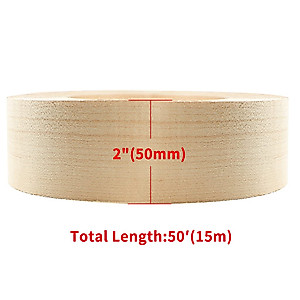 MOLIGOU Maple Wood Veneer Roll, 2”×50’ Plywood Edge Banding Strips, Flexible Veneer Edging with Adhesive Back