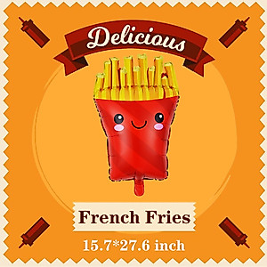 GOTPASS 6 Pcs Hamburger Balloons French Fries Balloons Food Themed Foil Aluminum Balloon for Baby Shower Birthday Wedding Fast Food Snacks Decorations Supplies