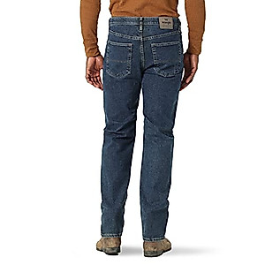 Wrangler Authentics Men's Regular Fit Comfort Flex Waist Jean, Dark Stonewash, 36W x 32L