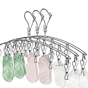 Suwimut 10 Pack Stainless Steel Laundry Drying Rack Clothes Hanger with 10 Clips Windproof for Drying Socks, Bras, Cloth Diapers, Towel, Underwear, Scarf, Hat, Pants and Gloves