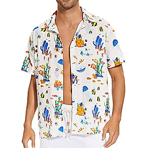 ZAFUL Men's Tropical Hawaiian Print Shirt Short Sleeve Relax Fit Vintage Button Down Shirts