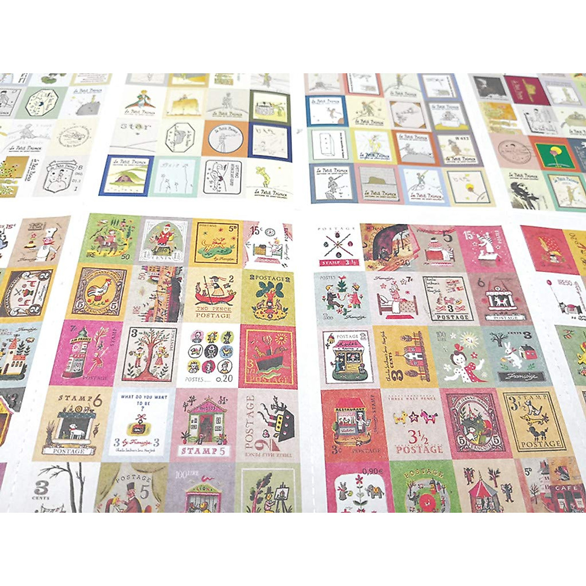 ALIMITOPIA Adhesive Sticker,12 Sheets(240pcs) Stamp Shape DIY Decorative Paper Paster Ornament Mark