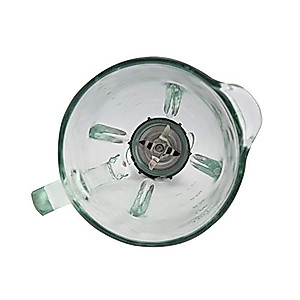 Blendin Complete 6-Piece 48 Ounce Replacement Round Glass Jar Cup Assembly Set With a Jar Base Cap, Blade, Gasket, Round Lid, Center Fill - Compatible with Standard Oster & Osterizer Blenders