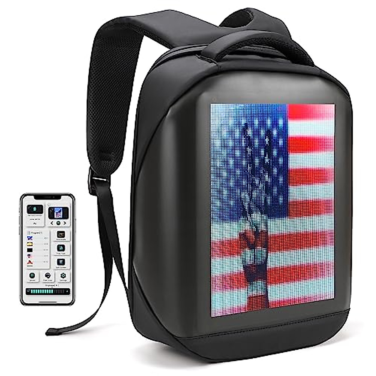 Raoaoqoon Led Backpack With App Control， Upgrade FHD Color Screen Programmable 17 Inch Laptop Backpack, Waterproof led bag, Travel Backpack, Motorcycle Backpack,Gifts