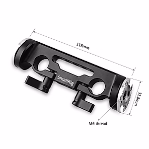 SMALLRIG Camera Extension Arm Connector 15mm Dual Rod Clamp with Rosette (M6, 31.8mm) for Camera Shoulder Support -1898