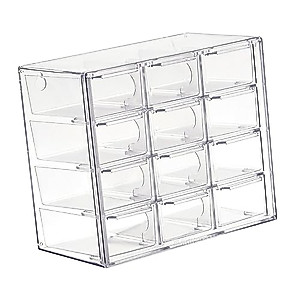 kowaku Mini Drawer Organizer Small Organizer with Drawers Transparent Large Capacity Beads Organizer Desktop Storage Box for Art Supply Office, 12 Drawers